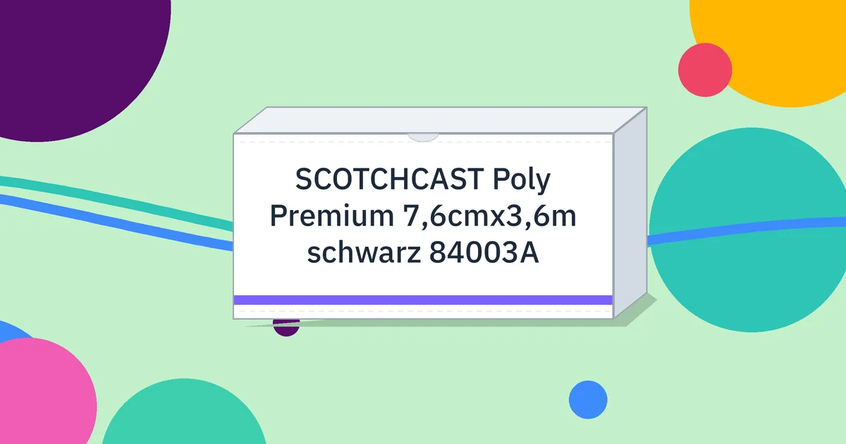 Symbolbild: Packung mit der Aufschrift SCOTCHCAST Poly Premium 7,6cmx3,6m schwarz 84003A (PZN 10082795) – Verfügbarkeit und Bezug in Apotheken in Frankfurt am Main