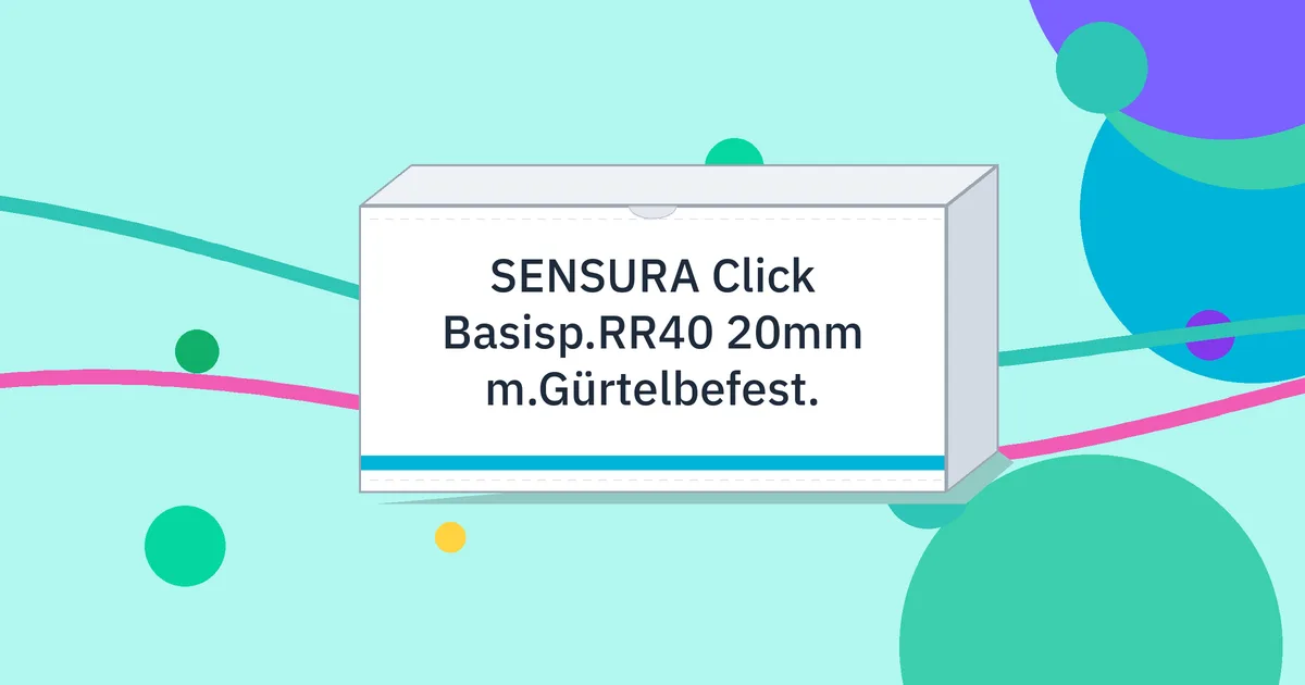 Symbolbild: Packung mit der Aufschrift SENSURA Click Basisp.RR40 20mm m.Gürtelbefest. (PZN 05917476) – Verfügbarkeit und Bezug in Apotheken in Frankfurt am Main