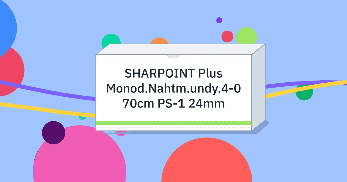 Symbolbild: Packung mit der Aufschrift SHARPOINT Plus Monod.Nahtm.undy.4-0 70cm PS-1 24mm (PZN 17987022) – Verfügbarkeit und Bezug in Apotheken in Frankfurt am Main