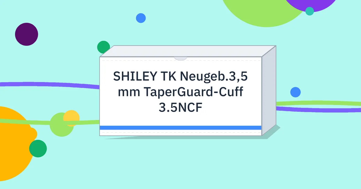 Symbolbild: Packung mit der Aufschrift SHILEY TK Neugeb.3,5 mm TaperGuard-Cuff 3.5NCF (PZN 11596272) – Verfügbarkeit und Bezug in Apotheken in Frankfurt am Main