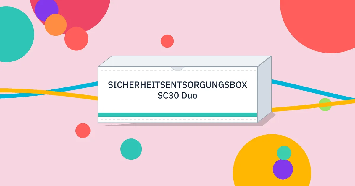 Symbolbild: Packung mit der Aufschrift SICHERHEITSENTSORGUNGSBOX SC30 Duo (PZN 09106875) – Verfügbarkeit und Bezug in Apotheken in Frankfurt am Main