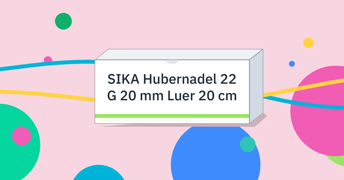 Symbolbild: Packung mit der Aufschrift SIKA Hubernadel 22 G 20 mm Luer 20 cm (PZN 03054479) – Verfügbarkeit und Bezug in Apotheken in Frankfurt am Main
