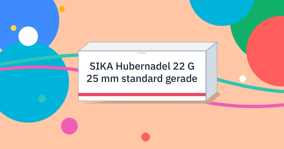 Symbolbild: Packung mit der Aufschrift SIKA Hubernadel 22 G 25 mm standard gerade (PZN 03054166) – Verfügbarkeit und Bezug in Apotheken in Frankfurt am Main