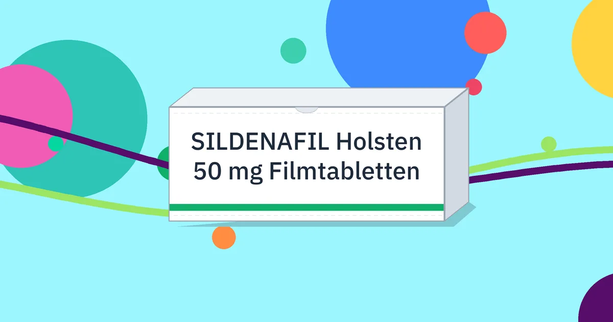 Symbolbild: Packung mit der Aufschrift SILDENAFIL Holsten 50 mg Filmtabletten (PZN 14265794) – Verfügbarkeit und Bezug in Apotheken in Frankfurt am Main