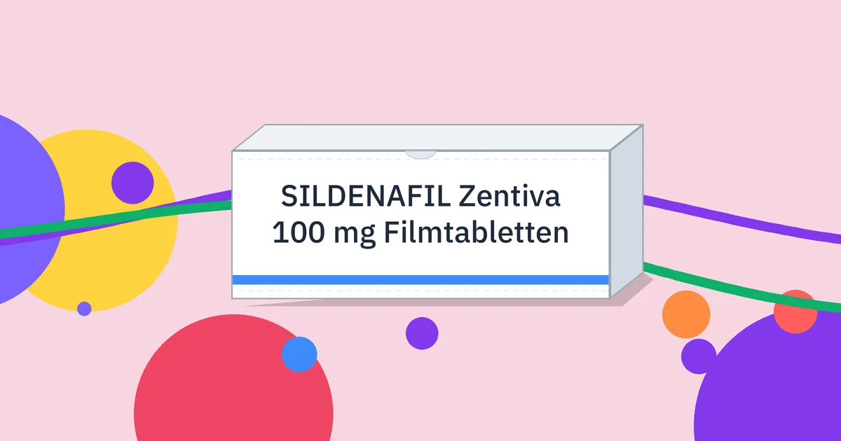 Symbolbild: Packung mit der Aufschrift SILDENAFIL Zentiva 100 mg Filmtabletten (PZN 04932723) – Verfügbarkeit und Bezug in Apotheken in Frankfurt am Main
