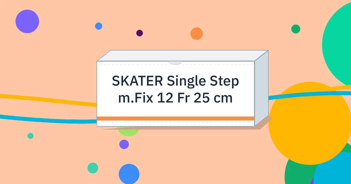 Symbolbild: Packung mit der Aufschrift SKATER Single Step m.Fix 12 Fr 25 cm (PZN 06770242) – Verfügbarkeit und Bezug in Apotheken in Frankfurt am Main