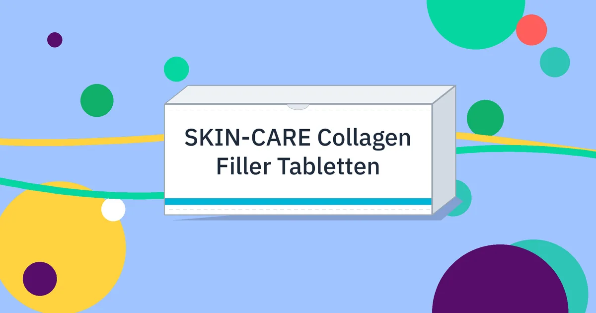 Symbolbild: Packung mit der Aufschrift SKIN-CARE Collagen Filler Tabletten (PZN 13914658) – Verfügbarkeit und Bezug in Apotheken in Frankfurt am Main