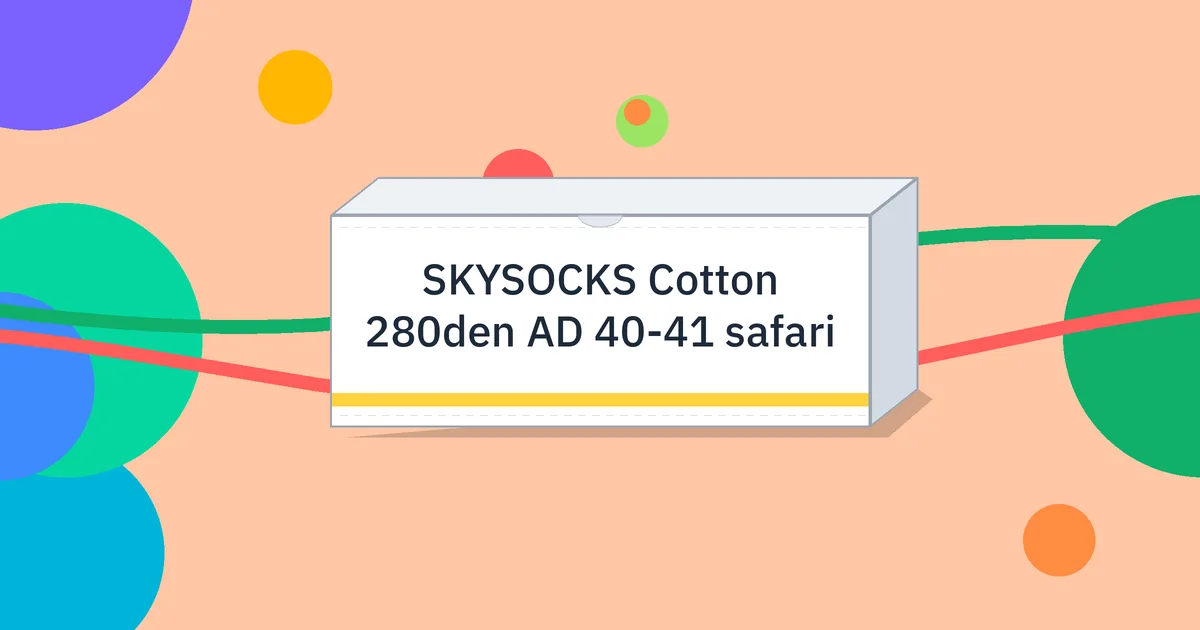 Symbolbild: Packung mit der Aufschrift SKYSOCKS Cotton 280den AD 40-41 safari (PZN 18664321) – Verfügbarkeit und Bezug in Apotheken in Frankfurt am Main