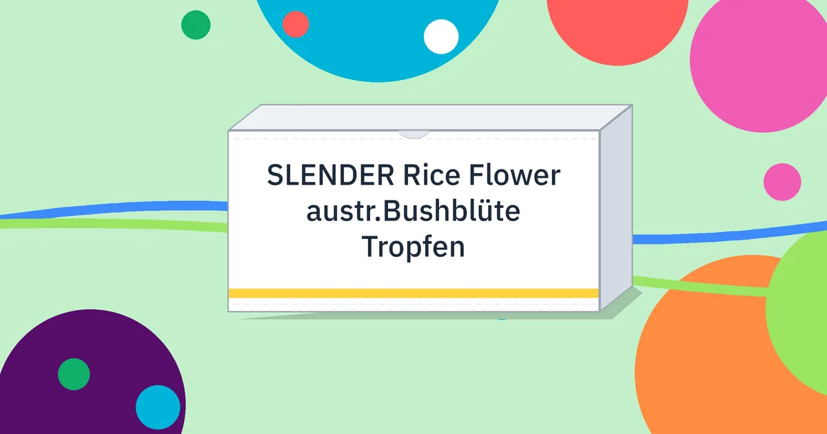 Symbolbild: Packung mit der Aufschrift SLENDER Rice Flower austr.Bushblüte Tropfen (PZN 06126848) – Verfügbarkeit und Bezug in Apotheken in Frankfurt am Main