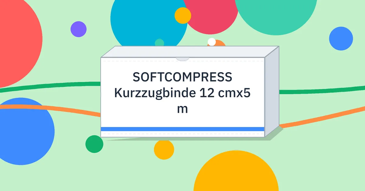 Symbolbild: Packung mit der Aufschrift SOFTCOMPRESS Kurzzugbinde 12 cmx5 m (PZN 13506132) – Verfügbarkeit und Bezug in Apotheken in Frankfurt am Main