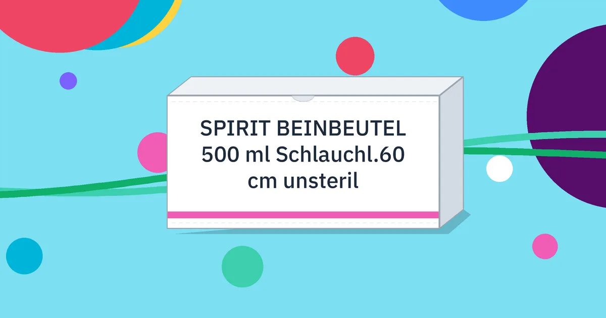 Symbolbild: Packung mit der Aufschrift SPIRIT BEINBEUTEL 500 ml Schlauchl.60 cm unsteril (PZN 12749861) – Verfügbarkeit und Bezug in Apotheken in Frankfurt am Main