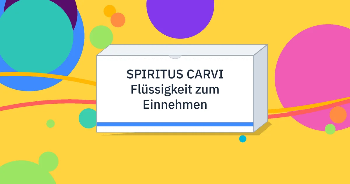 Symbolbild: Packung mit der Aufschrift SPIRITUS CARVI Flüssigkeit zum Einnehmen (PZN 15401621) – Verfügbarkeit und Bezug in Apotheken in Frankfurt am Main