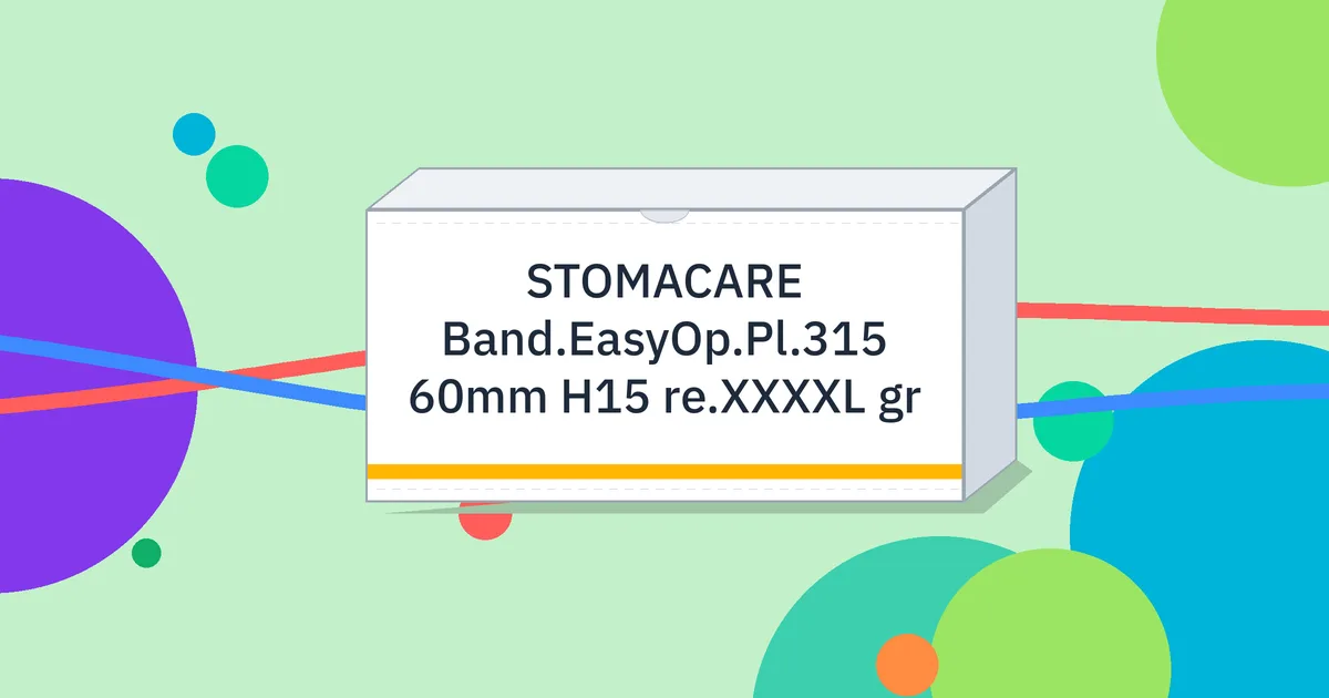 Symbolbild: Packung mit der Aufschrift STOMACARE Band.EasyOp.Pl.315 60mm H15 re.XXXXL gr (PZN 17905538) – Verfügbarkeit und Bezug in Apotheken in Frankfurt am Main