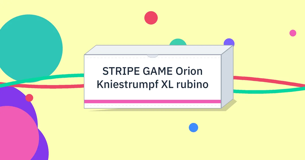 Symbolbild: Packung mit der Aufschrift STRIPE GAME Orion Kniestrumpf XL rubino (PZN 20209699) – Verfügbarkeit und Bezug in Apotheken in Frankfurt am Main