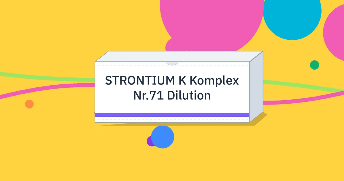 Symbolbild: Packung mit der Aufschrift STRONTIUM K Komplex Nr.71 Dilution (PZN 04484555) – Verfügbarkeit und Bezug in Apotheken in Frankfurt am Main