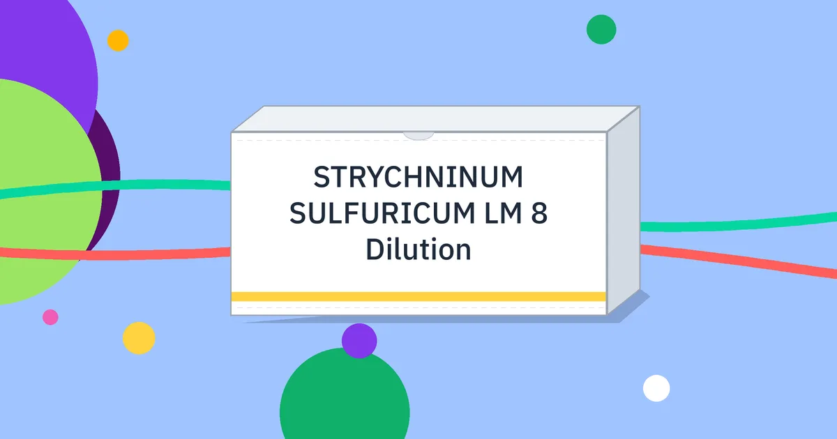 Symbolbild: Packung mit der Aufschrift STRYCHNINUM SULFURICUM LM 8 Dilution (PZN 13208050) – Verfügbarkeit und Bezug in Apotheken in Frankfurt am Main