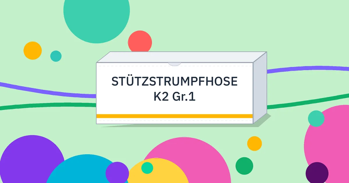 Symbolbild: Packung mit der Aufschrift STÜTZSTRUMPFHOSE K2 Gr.1 (PZN 01969855) – Verfügbarkeit und Bezug in Apotheken in Frankfurt am Main