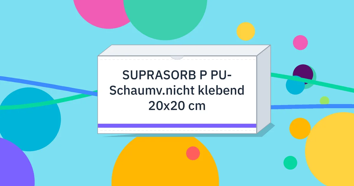Symbolbild: Packung mit der Aufschrift SUPRASORB P PU-Schaumv.nicht klebend 20x20 cm (PZN 19898972) – Verfügbarkeit und Bezug in Apotheken in Frankfurt am Main