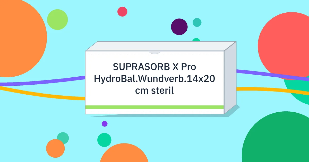 Symbolbild: Packung mit der Aufschrift SUPRASORB X Pro HydroBal.Wundverb.14x20 cm steril (PZN 20846578) – Verfügbarkeit und Bezug in Apotheken in Frankfurt am Main