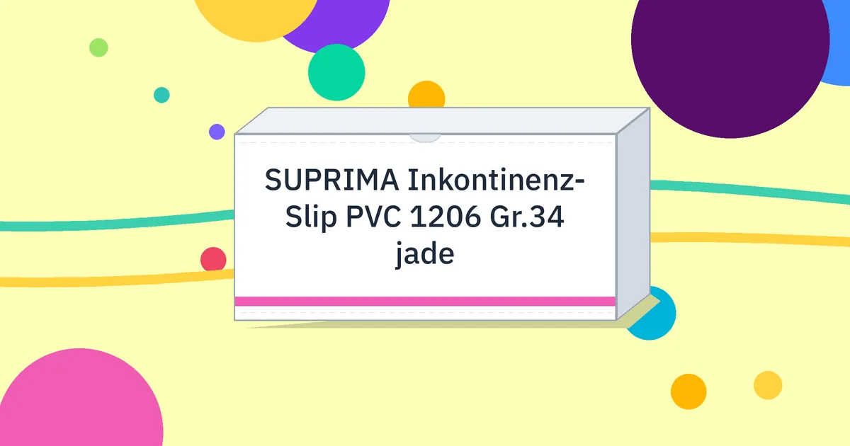 Symbolbild: Packung mit der Aufschrift SUPRIMA Inkontinenz-Slip PVC 1206 Gr.34 jade (PZN 00419621) – Verfügbarkeit und Bezug in Apotheken in Frankfurt am Main