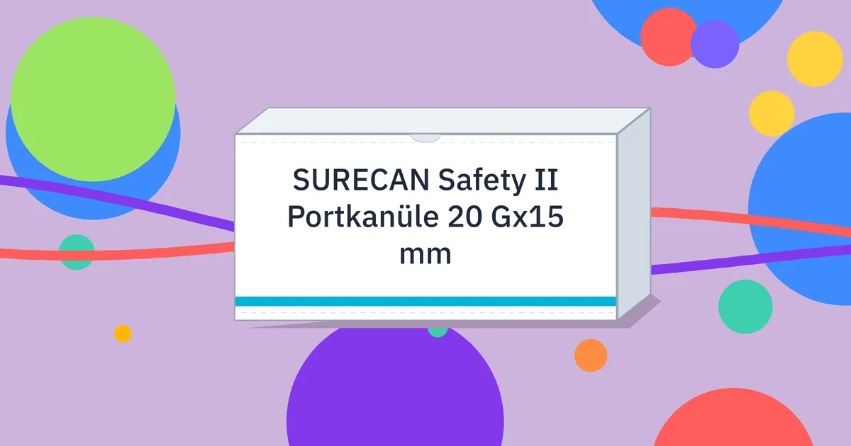 Symbolbild: Packung mit der Aufschrift SURECAN Safety II Portkanüle 20 Gx15 mm (PZN 07799839) – Verfügbarkeit und Bezug in Apotheken in Frankfurt am Main