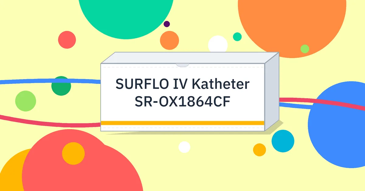 Symbolbild: Packung mit der Aufschrift SURFLO IV Katheter SR-OX1864CF (PZN 01433250) – Verfügbarkeit und Bezug in Apotheken in Frankfurt am Main