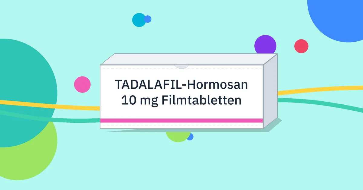 Symbolbild: Packung mit der Aufschrift TADALAFIL-Hormosan 10 mg Filmtabletten (PZN 13966922) – Verfügbarkeit und Bezug in Apotheken in Frankfurt am Main