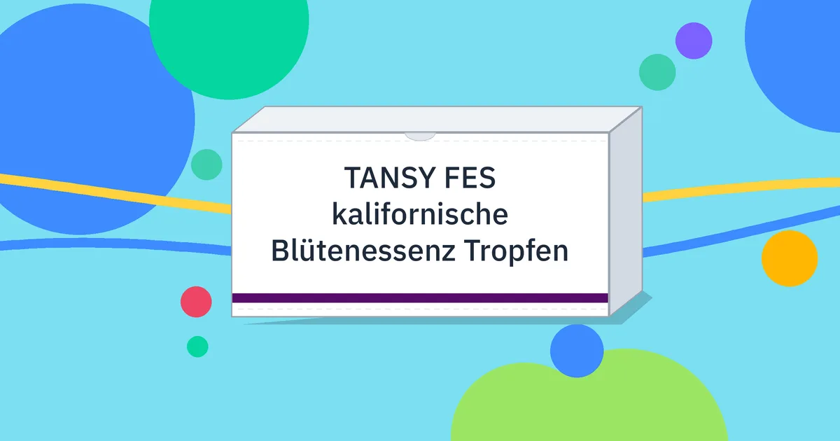 Symbolbild: Packung mit der Aufschrift TANSY FES kalifornische Blütenessenz Tropfen (PZN 09172895) – Verfügbarkeit und Bezug in Apotheken in Frankfurt am Main
