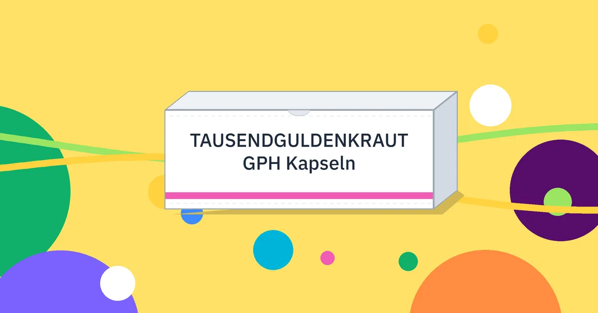 Symbolbild: Packung mit der Aufschrift TAUSENDGULDENKRAUT GPH Kapseln (PZN 09272332) – Verfügbarkeit und Bezug in Apotheken in Frankfurt am Main