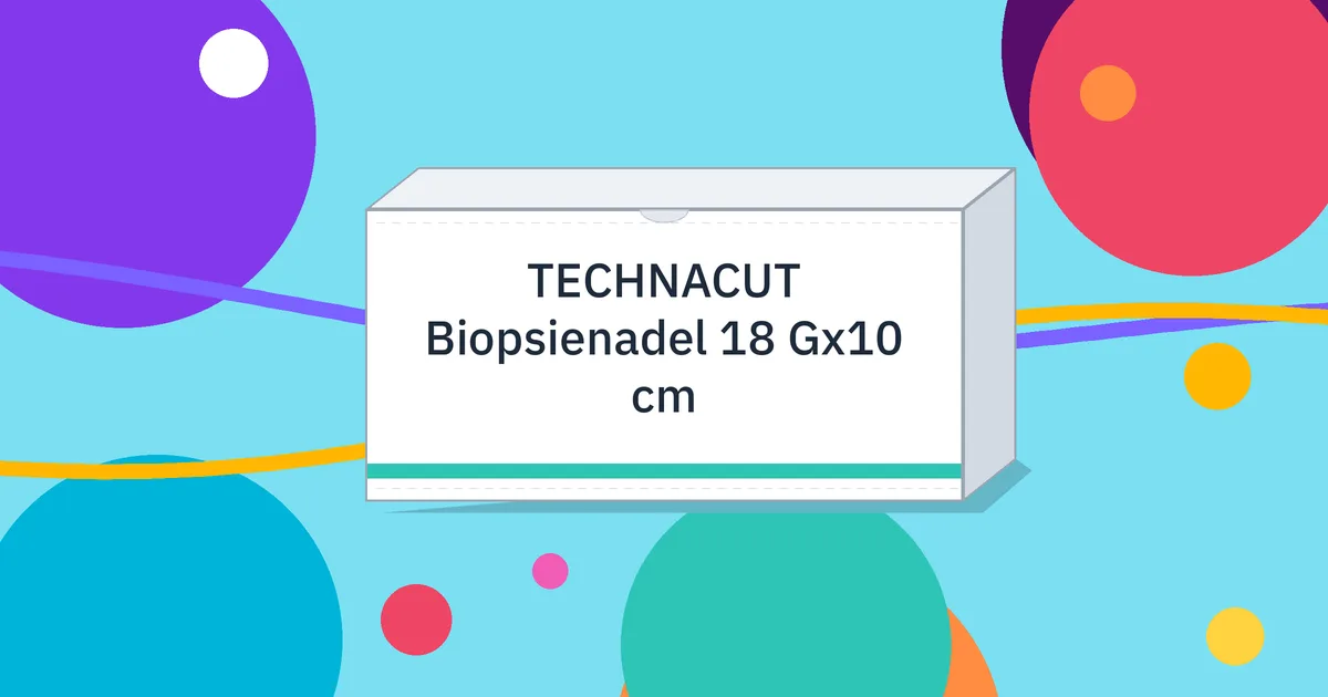 Symbolbild: Packung mit der Aufschrift TECHNACUT Biopsienadel 18 Gx10 cm (PZN 06771862) – Verfügbarkeit und Bezug in Apotheken in Frankfurt am Main