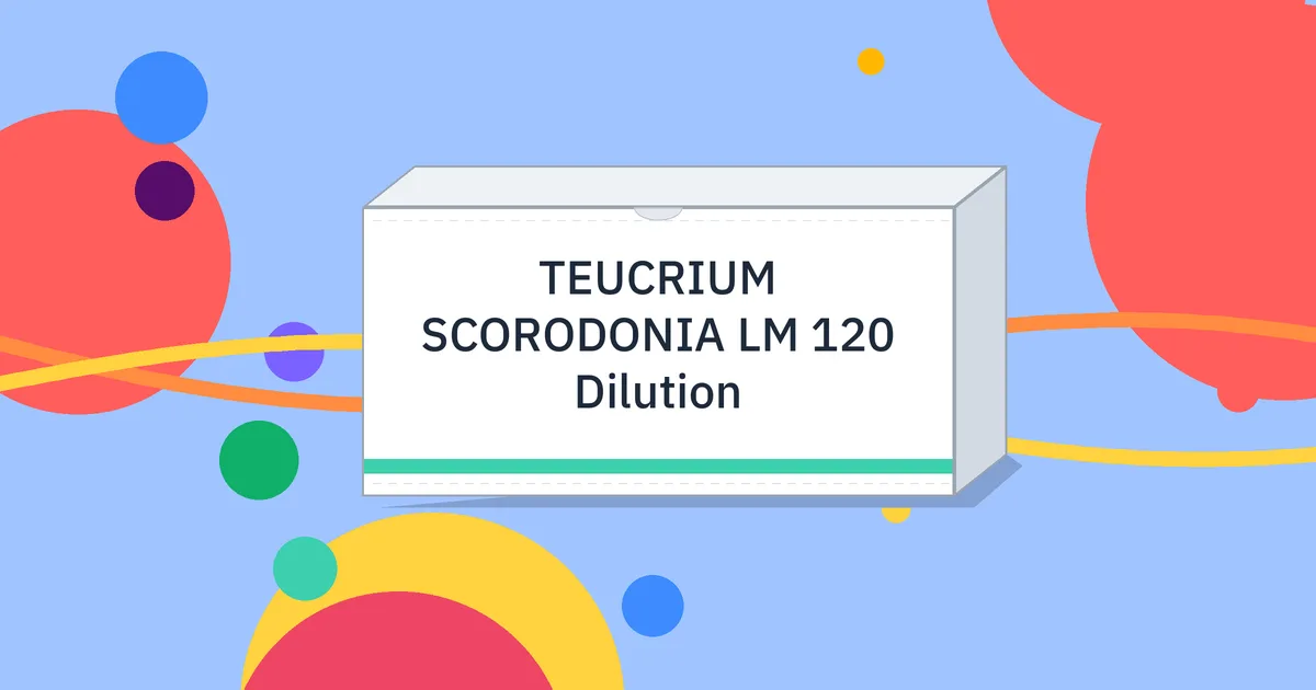 Symbolbild: Packung mit der Aufschrift TEUCRIUM SCORODONIA LM 120 Dilution (PZN 13217876) – Verfügbarkeit und Bezug in Apotheken in Frankfurt am Main