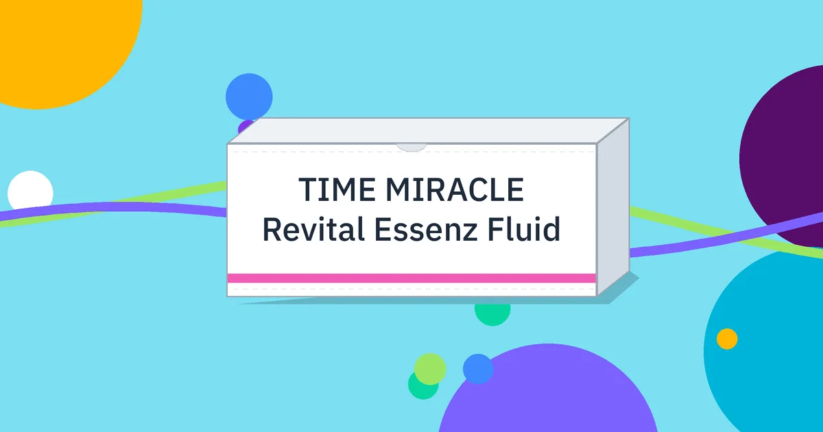 Symbolbild: Packung mit der Aufschrift TIME MIRACLE Revital Essenz Fluid (PZN 14352961) – Verfügbarkeit und Bezug in Apotheken in Frankfurt am Main