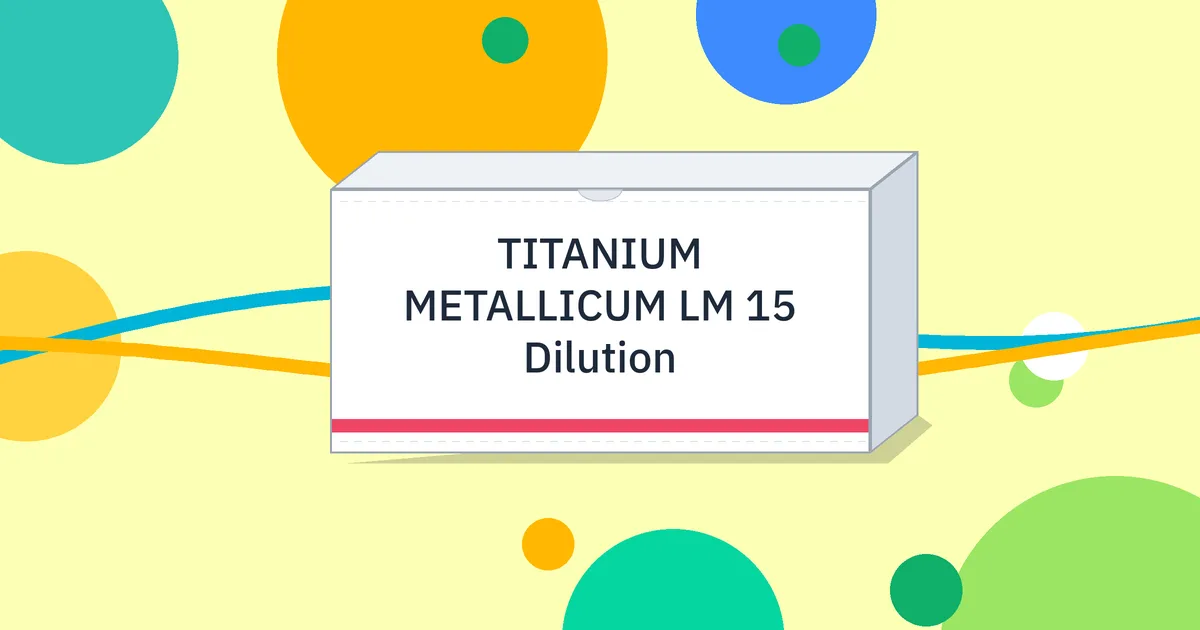 Symbolbild: Packung mit der Aufschrift TITANIUM METALLICUM LM 15 Dilution (PZN 13224385) – Verfügbarkeit und Bezug in Apotheken in Frankfurt am Main
