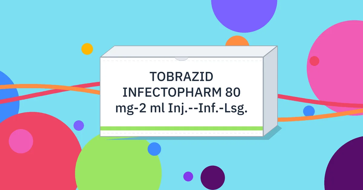 Symbolbild: Packung mit der Aufschrift TOBRAZID INFECTOPHARM 80 mg-2 ml Inj.--Inf.-Lsg. (PZN 10990765) – Verfügbarkeit und Bezug in Apotheken in Frankfurt am Main