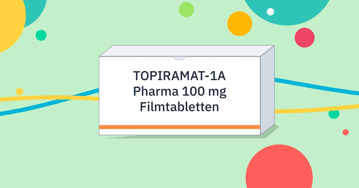 Symbolbild: Packung mit der Aufschrift TOPIRAMAT-1A Pharma 100 mg Filmtabletten (PZN 05369282) – Verfügbarkeit und Bezug in Apotheken in Frankfurt am Main