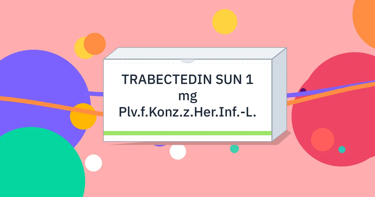 Symbolbild: Packung mit der Aufschrift TRABECTEDIN SUN 1 mg Plv.f.Konz.z.Her.Inf.-L. (PZN 18832103) – Verfügbarkeit und Bezug in Apotheken in Frankfurt am Main