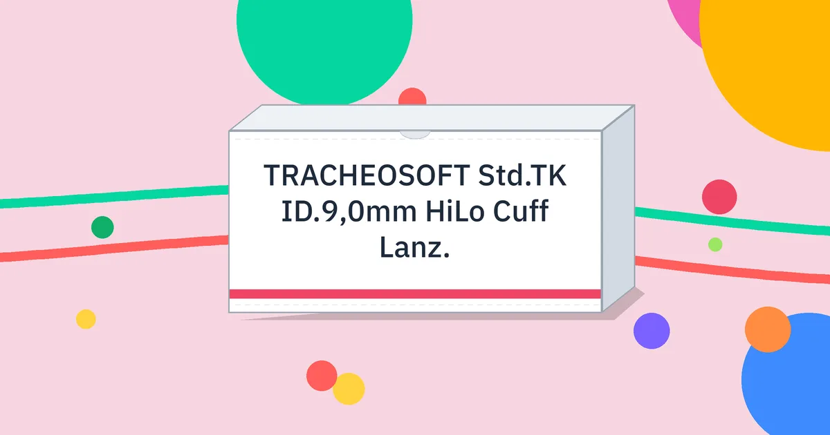 Symbolbild: Packung mit der Aufschrift TRACHEOSOFT Std.TK ID.9,0mm HiLo Cuff Lanz. (PZN 04109857) – Verfügbarkeit und Bezug in Apotheken in Frankfurt am Main