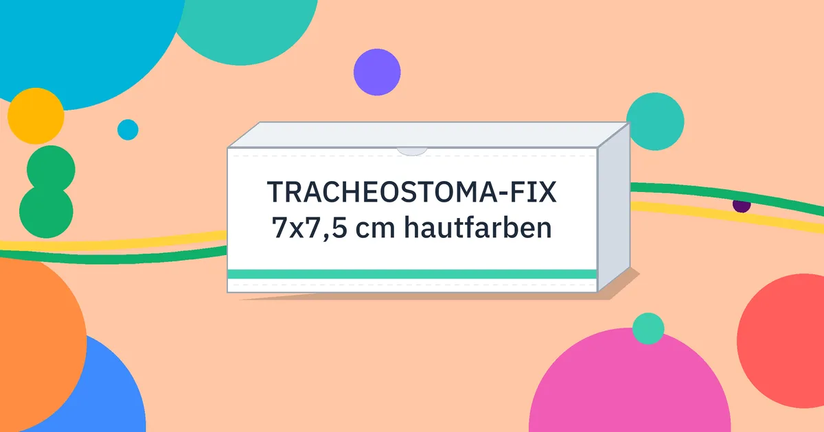 Symbolbild: Packung mit der Aufschrift TRACHEOSTOMA-FIX 7x7,5 cm hautfarben (PZN 04770752) – Verfügbarkeit und Bezug in Apotheken in Frankfurt am Main