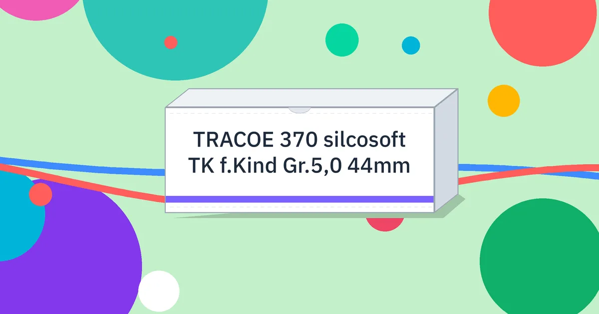 Symbolbild: Packung mit der Aufschrift TRACOE 370 silcosoft TK f.Kind Gr.5,0 44mm (PZN 14314630) – Verfügbarkeit und Bezug in Apotheken in Frankfurt am Main