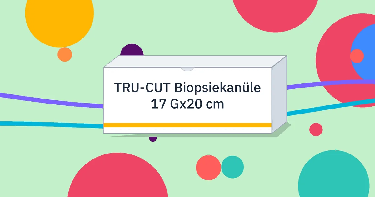Symbolbild: Packung mit der Aufschrift TRU-CUT Biopsiekanüle 17 Gx20 cm (PZN 00284919) – Verfügbarkeit und Bezug in Apotheken in Frankfurt am Main