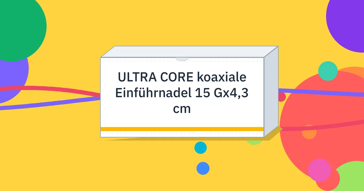 Symbolbild: Packung mit der Aufschrift ULTRA CORE koaxiale Einführnadel 15 Gx4,3 cm (PZN 06770414) – Verfügbarkeit und Bezug in Apotheken in Frankfurt am Main
