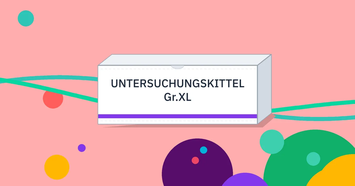 Symbolbild: Packung mit der Aufschrift UNTERSUCHUNGSKITTEL Gr.XL (PZN 18033247) – Verfügbarkeit und Bezug in Apotheken in Frankfurt am Main