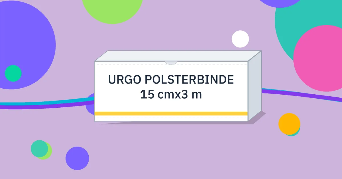 Symbolbild: Packung mit der Aufschrift URGO POLSTERBINDE 15 cmx3 m (PZN 00110527) – Verfügbarkeit und Bezug in Apotheken in Frankfurt am Main