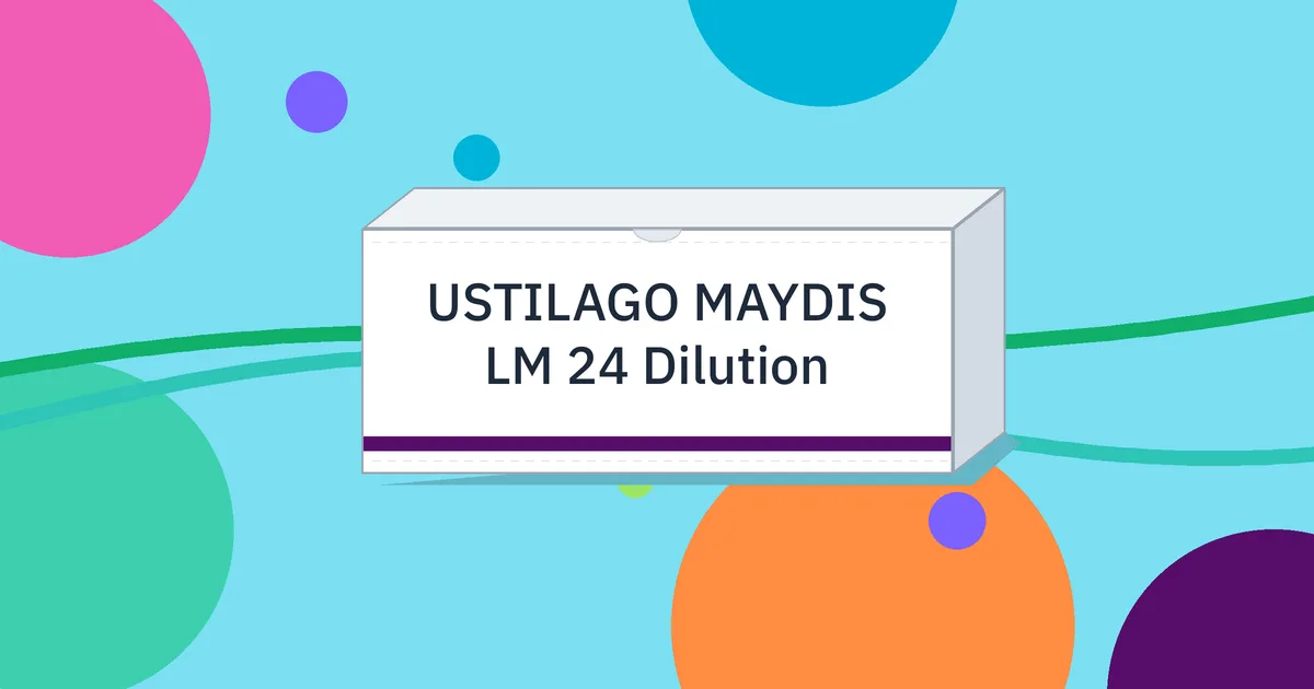 Symbolbild: Packung mit der Aufschrift USTILAGO MAYDIS LM 24 Dilution (PZN 13258243) – Verfügbarkeit und Bezug in Apotheken in Frankfurt am Main