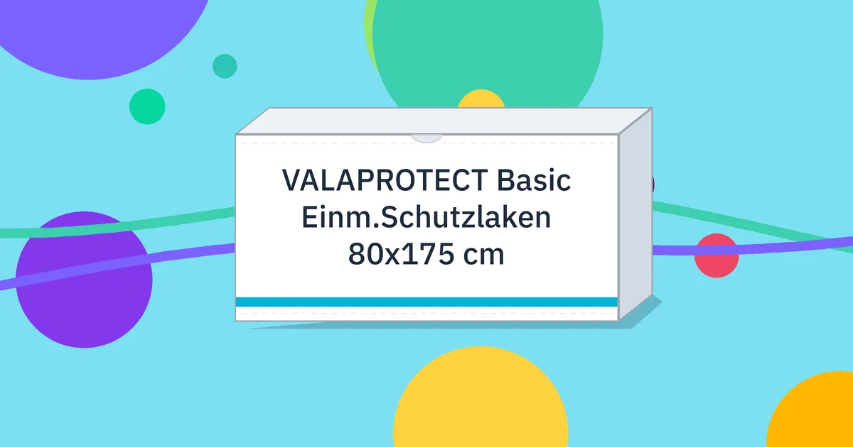 Symbolbild: Packung mit der Aufschrift VALAPROTECT Basic Einm.Schutzlaken 80x175 cm (PZN 03128189) – Verfügbarkeit und Bezug in Apotheken in Frankfurt am Main