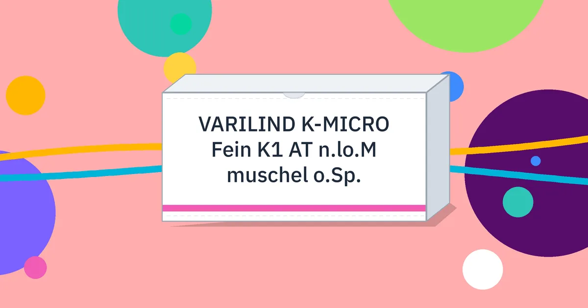 Symbolbild: Packung mit der Aufschrift VARILIND K-MICRO Fein K1 AT n.lo.M muschel o.Sp. (PZN 20552977) – Verfügbarkeit und Bezug in Apotheken in Frankfurt am Main