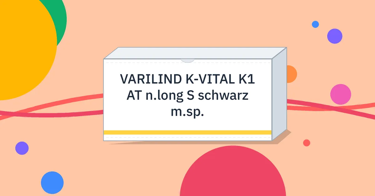 Symbolbild: Packung mit der Aufschrift VARILIND K-VITAL K1 AT n.long S schwarz m.sp. (PZN 20560333) – Verfügbarkeit und Bezug in Apotheken in Frankfurt am Main