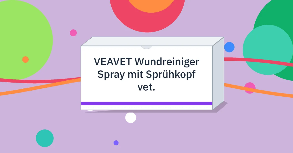 Symbolbild: Packung mit der Aufschrift VEAVET Wundreiniger Spray mit Sprühkopf vet. (PZN 19117822) – Verfügbarkeit und Bezug in Apotheken in Frankfurt am Main