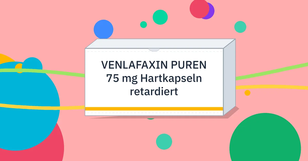 Symbolbild: Packung mit der Aufschrift VENLAFAXIN PUREN 75 mg Hartkapseln retardiert (PZN 11358710) – Verfügbarkeit und Bezug in Apotheken in Frankfurt am Main