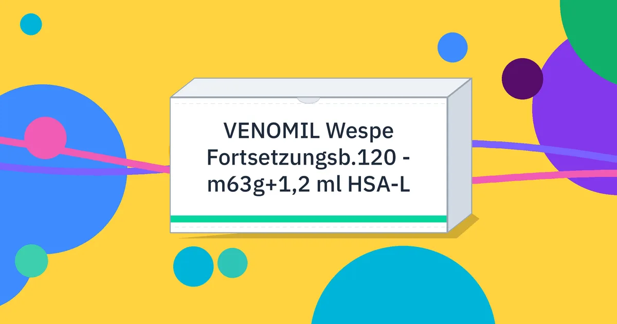 Symbolbild: Packung mit der Aufschrift VENOMIL Wespe Fortsetzungsb.120 -m63g+1,2 ml HSA-L (PZN 17601778) – Verfügbarkeit und Bezug in Apotheken in Frankfurt am Main
